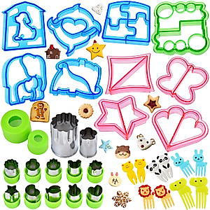 Sandwich Cutters for Kids, 32 PCS Sandwich Bread Cutters Set, Metal Cookie Cutter Set, Food Grade Pick Forks, Cookie Cutters Shapes, Christmas Star Mouse Vegetable Fruit Molds for Kids Bento Box Lunch