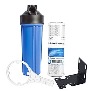 Water Filtration System with 3/4" Blue Housing and Activated Carbon Filter Removes Chlorine, Taste, and Odor