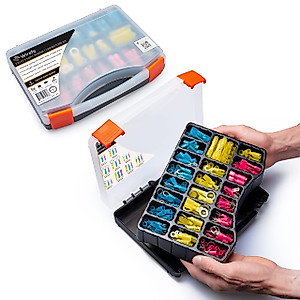 Wirefy Heat Shrink Wire Connectors Kit - a Resistant Electrical Connectors - Automotive Butt Connectors - Insulated Ring, Spade, Fork, Hook Crimp Terminals - 22-10 Gauge - 270 PCS