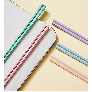 Chopsticks 5 Pairs Dishwasher Safe Reusable Easy to Use Chopsticks Set 9.5 Inches for Sushi, Ramen, Asian Cuisine, Matte Non-slip (Light 5 colors)