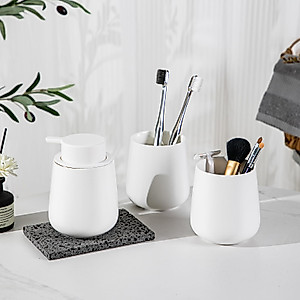 Agyiuns White soap Dispenser Ceramic foaming soap Dispenser with Easy-to-Press Pump for Bathroom 12 oz refillable Liquid Hand soap Dispenser for Hand sanitizers, lotions (White Foam Dispenser)