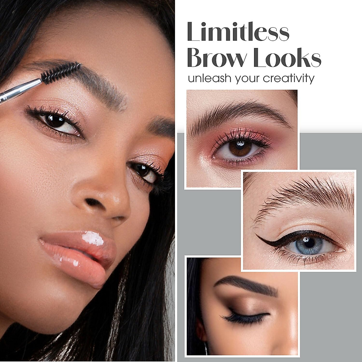 Eyebrow Brush - Duo Eye Brow Spoolie - Angled Eyeshadow Eyeliner - Precision Flat Definer - Small Shader - 3 Piece Makeup Brush Set - Cruelty Free Synthetic Bristles