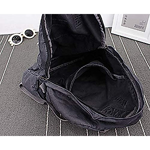 Womens Denim Backpack Purse Teen Girls Casual Style Lightweight Canvas Backpack School Bag Travel Daypack (Navy)