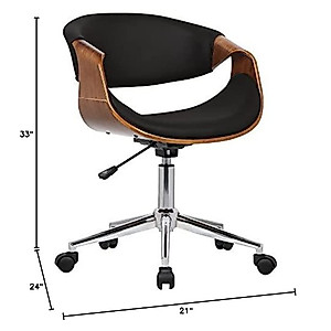 Armen Living Geneva Office Chair in Black Faux Leather and Chrome Finish