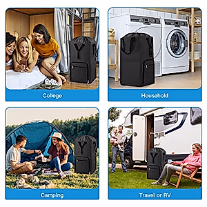 Laundry Backpack Bag, Bukere Extra Large 2 in 1 Laundry Hamper Basket for College Students Dorm Essentials, Adjustable Shoulder Straps, Freestanding Laundry Bag for Apartment, Laundromat, Travel