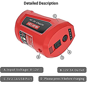 DMMNS M12 12V USB Power Source Charger Adapter Replace for Milwaukee M12 Battery Adapter Milwaukee Heated Jacket 49-24-2310 48-59-1201 USB Charger,Compatible with 48-11-2420 48-11-2411 48-11-2401