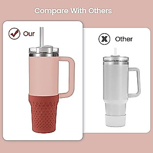 Thxbag Silicone Boot for Stanley Cup 40oz, Dark Red Boot Sleeve Cover Fit with Stanley H2.0 and Quencher Adventure Tumbler Accessories (40 oz, Dark Red)
