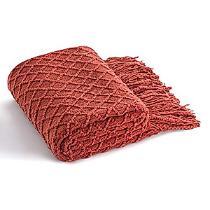 Angelhood Christmas Plaid Throw Blanket,Soft Chenille Decorative Blanket with Tassel for Couch, Sofa, Bed and Home Decor