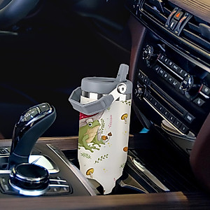 Unyopsa Frog Tumbler with Straw 30oz Insulated Mushroom Tumbler with Lid Cute Mugs Cup with Handle Frog Gifts for Women