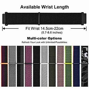 WOCCI 18mm Adjustable Nylon Watch Band, Quick Release Sport Loop Strap (Black)