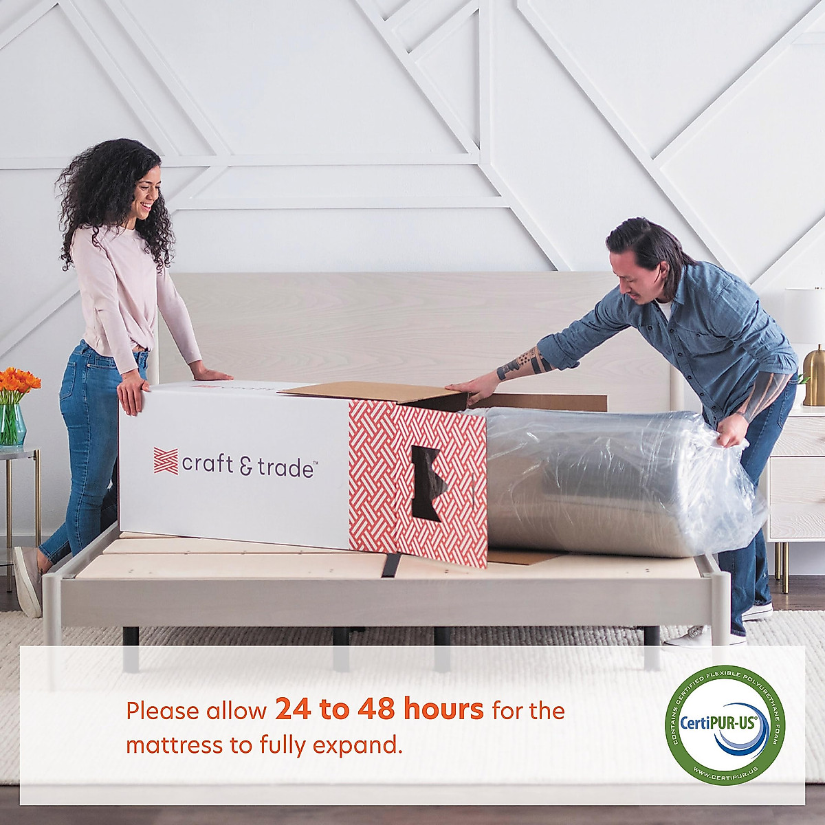 Craft & Trade 8-Inch Risewell Memory Foam Mattress, Bed-in-a-Box, CopperGel Cooling, CertiPUR-US Certified, Twin XL, 100 Night Trial