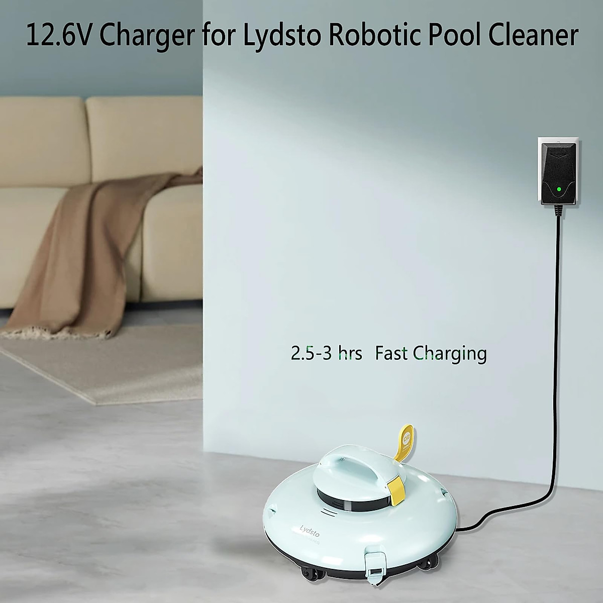 12.6V Charger for Lydsto Robotic Pool Cleaner Compatible with Lydsto P1-JZ-B P1 MINI-FH01 S2 YM-S2-01 YMS201 YMS203 Automatic Robotic Pool Vacuum Cleaner Power Adapter