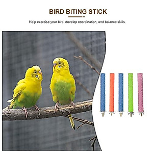 5pcs Grinding Budgies Wooden Parakeets Hanging Stand Conure Food Accessories Cage Cockatiel Balance Bird Climbing Standing for Parakeet Bowl Birdcage Toy: Bite Cockatiels Natural