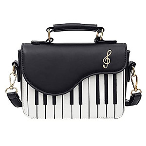 Women's Piano Shape Crossbody Bag Punk Style Top Handle Purses Handbag Satchel Bag