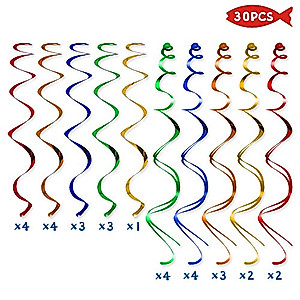 30CT Gone Fishing Party Hanging Swirl Decorations Kit Little Fisherman The Big One Birthday Baby Shower Photo Props Summer Reel Fun Ideas Ceiling Door Foil Whirls Streamers Supplies