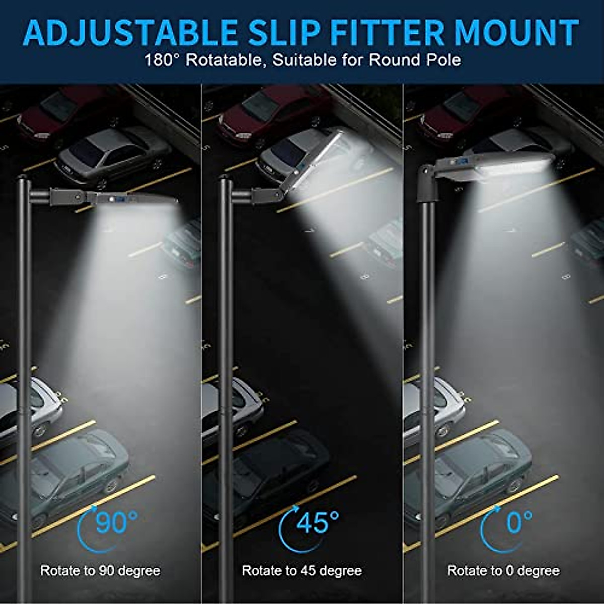 AKK 150W LED Parking Lot Lighting with Adjustable Slip Fitter, 21000LM (140LM/W) LED Parking Lot Lights, 5000K Street Light Dusk to Dawn Photocell, Waterproof LED Shoebox Light for Roadway, ETL Listed