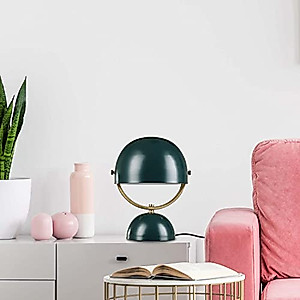 Globe Electric 52973 12.5" Desk Lamp, Matte Green, Matte Brass Accent, Black Fabric Cord, in-Line On/Off Rocker Switch, Title 20 LED Bulb Included, Home Décor, Desk Lamps for Home Office