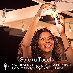 Brightech Ambience Pro - Waterproof LED Outdoor String Lights - Hanging, Dimmable Vintage Edison Bulbs, 48 Ft Commercial Grade Patio Lights Create Cafe Christmas Ambience In Your Backyard, 15 Bulbs 2W