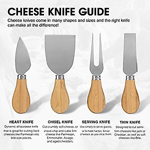 WoneNice Organic Large Bamboo Cheese Board and Knife Gift Set, 16x14 x 2 Charcuterie Board Set, Cheese Platter Wooden Serving Tray with Hidden Drawers, and 8 Stainless Steel Knives