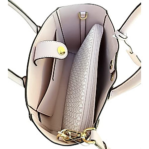 Michael Kors Kali Medium Satchel Tote Crossbody Signature MK + Ipad Case (Pink Optic White Rose Gold)