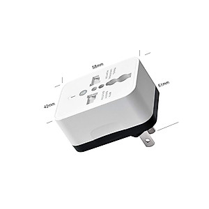 Universal Power Travel Plug Adapter Converting from EU/UK/CN/AU/JP to US (2 USB Ports)