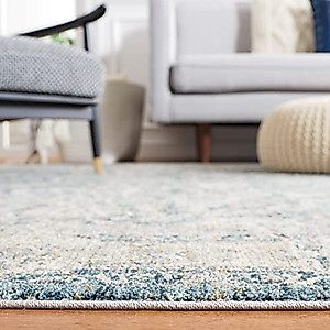 SAFAVIEH Valencia Collection Area Rug - 9' x 12', Blue & Beige, Vintage Oriental Design, Non-Shedding & Easy Care, Ideal for High Traffic Areas in Living Room, Bedroom (VAL570C)