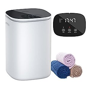 DOACE Towel Warmer Bucket, 26L Large Hot Towel Warmer with LED Display, Heat Timer 20/40/ 60 Min Adjustable, Up to 24 Hour Delay Timer, Fits Up to Two Oversized Towels - PJ, Bathrobe, Black White