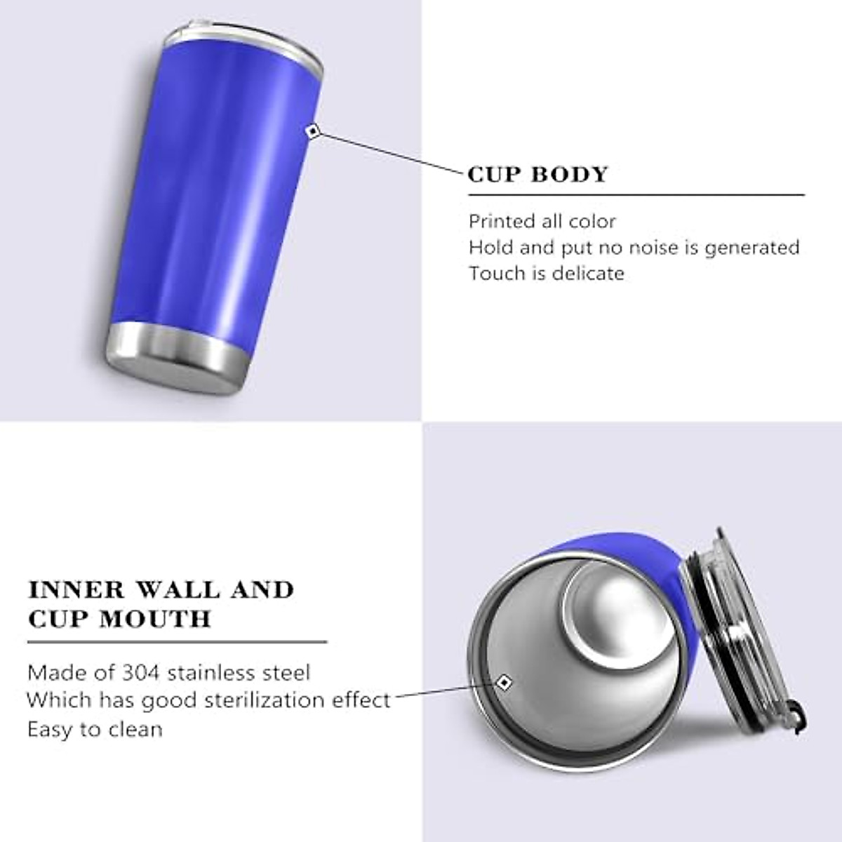 innewgogo Blue 20 oz Stainless Steel Vacuum Insulated Tumbler for Women Men Reusable Water Bottle with Leak-proof Lid & Straw Iced Coffee Cup for Water Iced Tea Coffee Home Office School Gym