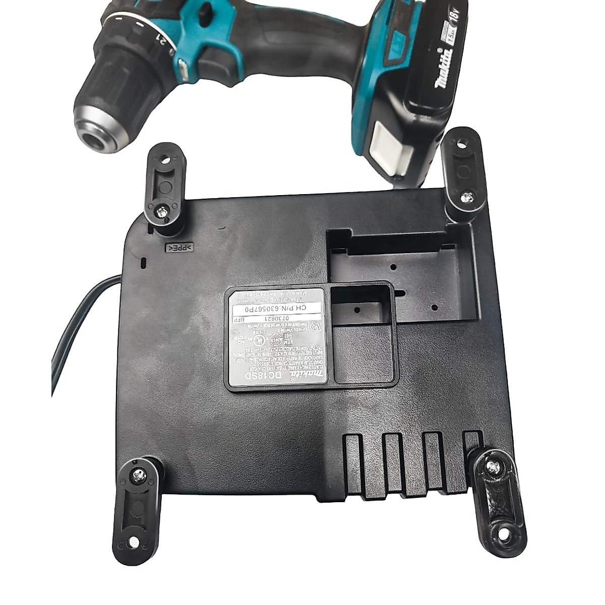 Commander Tool & Garage Organization, Makita Charger Wall Mount for DC18RC, DC18RD, DC18RA, DC18RF, DC18SC, DCB18SD, DC18SF Chargers, Wall Mount Battery Charger Holder (Single, Double, 4-Port Charger)