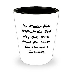 Gag Surveyor Shot Glass, No Matter How Difficult the Days May Get, Never Forget the Reason You, Present For Men Women, Cool From Boss