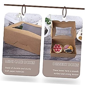 SOLUSTRE 3pcs Boxes Packing Box Mini Paper Cups Mini Cake Boxes Snack Box Container Kraft Paper Treat Box Muffin Boxes Paper Take Out Box Shipping Boxes Bakery Take Out Containers Pie Boxes