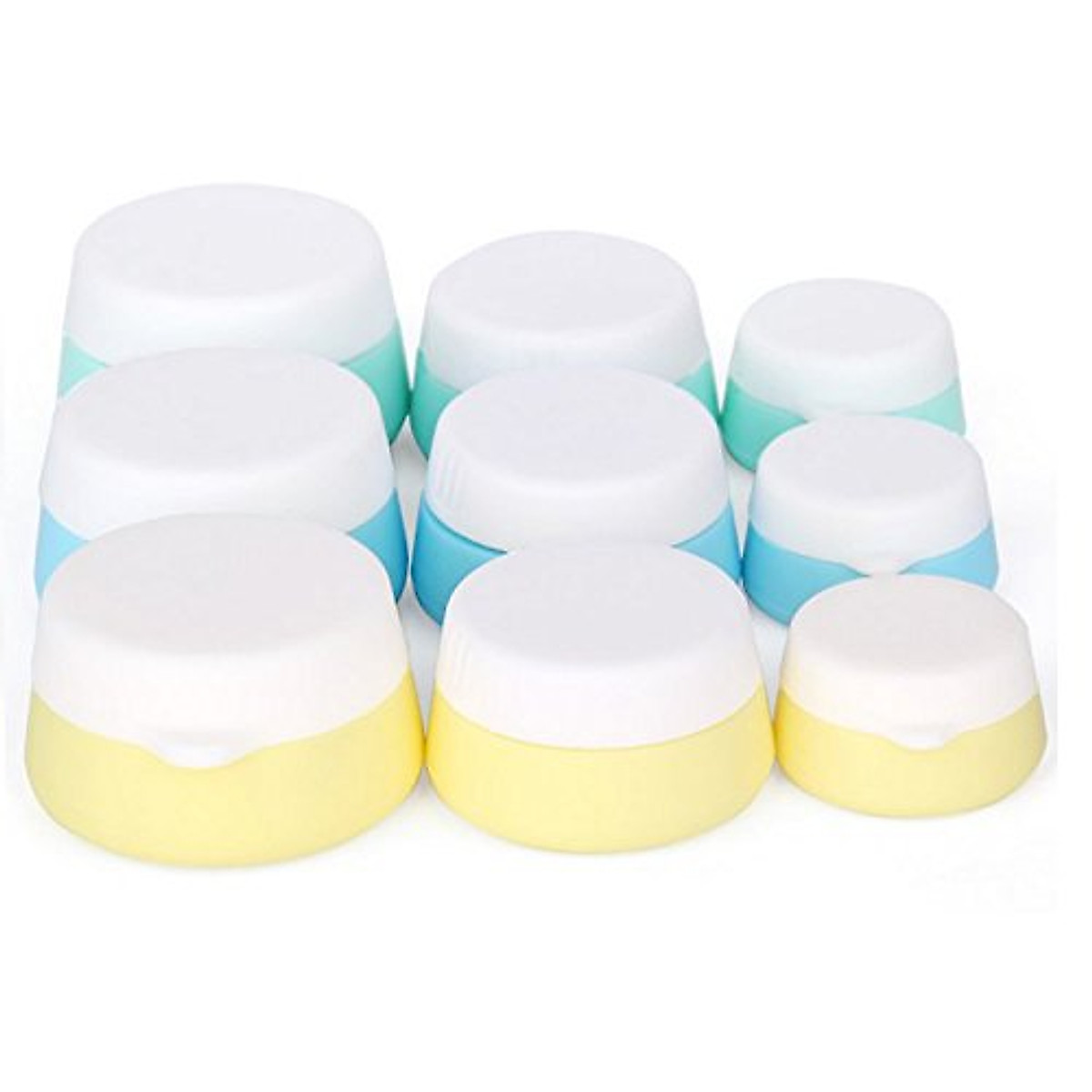 BlueSunshine Silicone Cosmetic Containers Cream Jar with Sealed Lids, 3 Pieces - Food Grade Silicone - BPA Free - Great for Travel, Home and Outdoor (10ml Cream Jars)