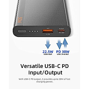 Slim Portable Charger 30W, imuto PPS Samsung Super Fast Charging 30W for Galaxy S22 S21 S20, Portable Charger Flip, Note 9 10 20, A23 53 5G, Portable Charger Pixel 6 7, 30W Power Bank for Samung Pixel