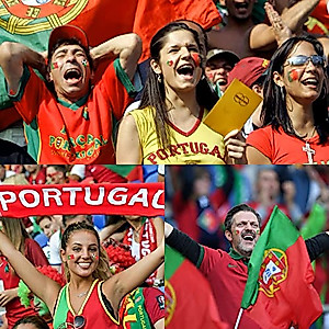 National Flag Tattoo Sticker, BOLOMORO Upgraded Temporary Fake Tattoos Kit for Kids Adults World Football Cup Match Party Parade (Portugal)