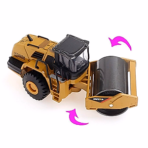 Ailejia 1/50 Scale Diecast Road Roller Toy Models Construction Vehicle Model Grader Engineering Road Planer Vehicle Toys for Kids (Road Roller)