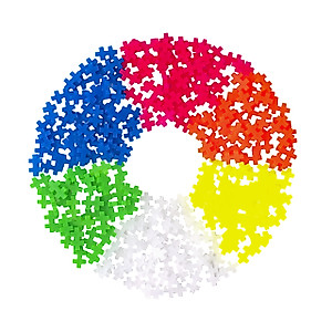 PLUS PLUS 240 Piece Interlocking Building Blocks for Kids, Open Ended Connecting Toys, STEM Bin Mini Manipulatives - Neon Mix Play Tube & Baseplate