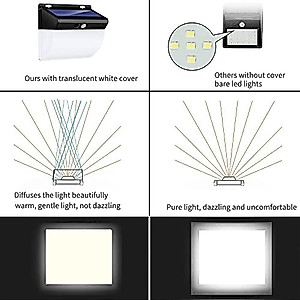 Pisool Solar Lights Outdoor, [2 Pack/3 Modes] Solar Motion Sensor Lights IP65 Waterproof Solar Powered Security Outdoor Wall Lights for Fence Deck Patio Porch Garden Garage (Warm White)