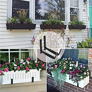 Maotong Adjustable Window Planter Box Brackets 4 Pack, Heavy Duty Wall Mount Flower Box Holder for Planter Box Depth (Front to Back) 6 to 12 Inches, Black