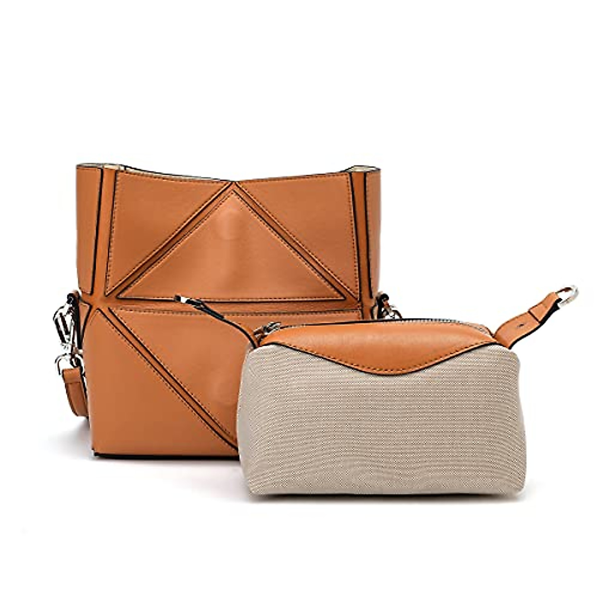 EvaLuLu Small Crossbody Bag for Women Leather Bucket Shoulder Bag Changeable Shape Purse (Small, Brown)