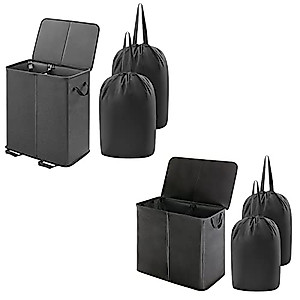 Lifewit 136L Double Laundry Hamper, Bundle with 105L Double Laundry Hamper with Lid and Removable Laundry Bags, Black