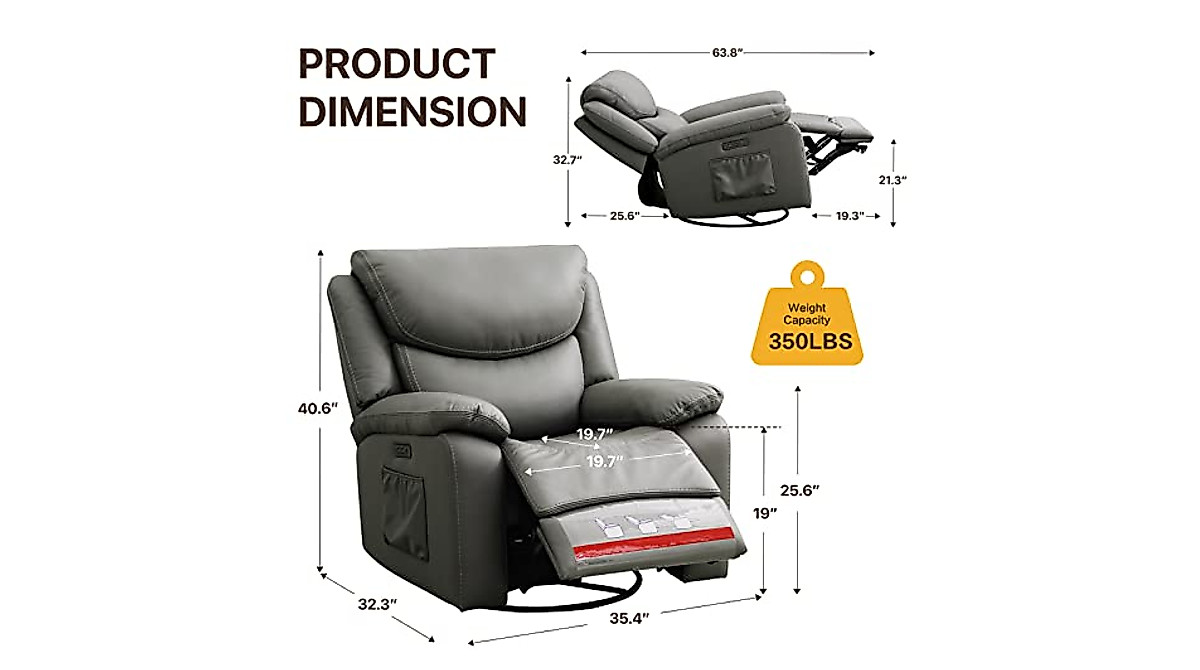 Luffield Power Recliner Chair with Swivel & USB Charging | Comfortable ...