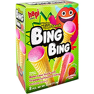 Hapi Bing Bing Cone Snack with Strawberry Flavored Filling, 2.5 Ounce