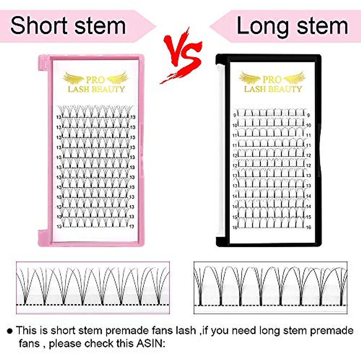 Premade Fans Eyelash Extensions 4D 6D 8D Short Stem Premade Volume Eyelash Extensions .07 .10 C D Curl Pre made Lash Fans 9 to 20 mm Volume Lash Extensions (4D-D-0.10,13mm)