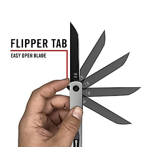 Coast Founder's Collection SELECT LX502, Gentleman's EDC Folding Pocketknife, Tanto Blade, Flipper Tab, Liner Lock, Two Position Pocket Clip, Black 9Cr18Mov Stainless-Steel, Silver