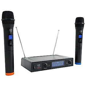 Rockville RWM132V VHF Wireless Dual Handheld Microphone System/High Sensitivity, Black