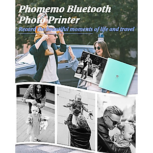Phomemo Pocket Printer - M02 Mini Bluetooth Wireless Sticker Printer, Compatible with iOS & Android, Thermal Mobile Printer for Fun, memo, to-do List, Work Notes, DIY Journal, Green