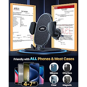 【Military-Grade】Car Phone Holder,【Strongest & Longest Steel-Hook】Car Vent Mount, Handsfree 360° Adjustable Automobile Cradle Air Clip Stand for iPhone 15 14 13 12 Pro Max Samsung Universal, Black