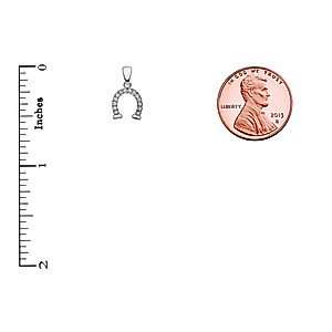 Reversible Diamond And High Polish Plain 14k White Gold Horseshoe Good Luck Charm Dainty Pendant
