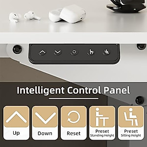 Shahoo Electric Standing Desk 4 Legs, 71 x 28 Inches Height Adjustable Table with Strong Dual Motor, Computer Workstation with Memory Preset for Home Office, White