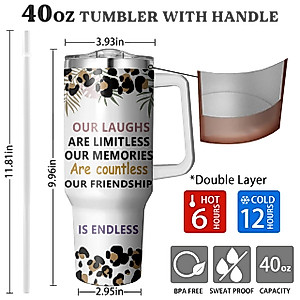 Ksoemar 40 Oz Best Friend Tumbler with Handle and Straw, Double Wall Stainless Steel Best Friend Cup for Women, Best Friends Mug Gifts Ideas for Women Birthday, Mothers Day, Christmas